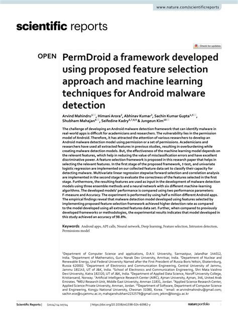 Pdf Permdroid A Framework Developed Using Proposed Feature Selection