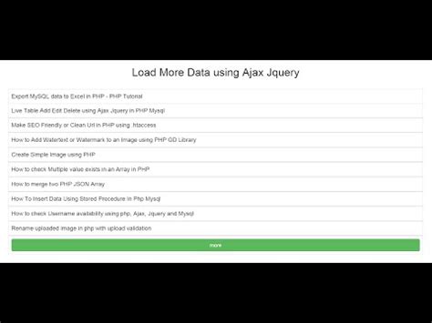 Load More Data using Ajax Jquery with PHP MySql كورسات كود