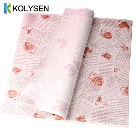 Custom Printed 40gsm Greaseproof Paper Food Packaging For Burger