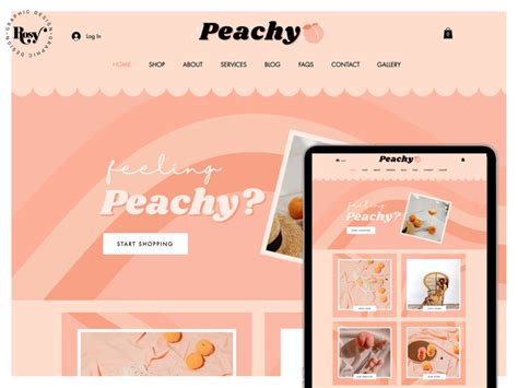 Wix Website Template Themepeach Nude Retro Website Design Etsy