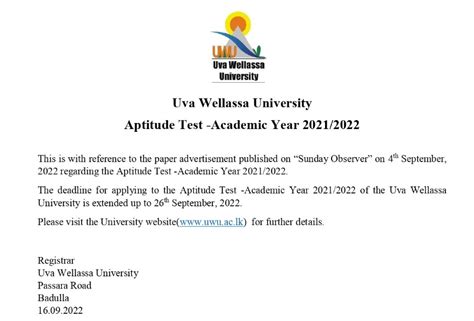 Aptitude Test 2022 Uva Wellassa University