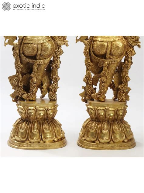 48 Radha Krishna Divine Pair Brass Statue Exotic India Art