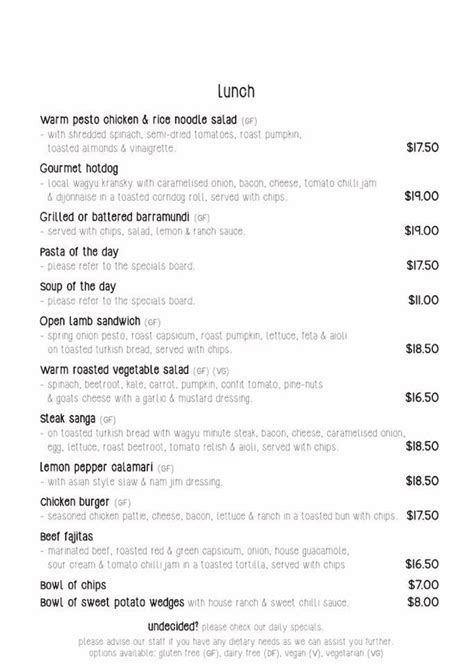 Menu At Odd Captain Cafe And Bar Echuca