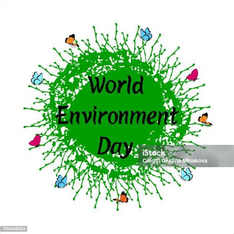 세계 환경 일 레터링 나비와 함께 지구 배경에 문구 인사말 카드 포스터 배너 천 섬유 직물에 대 한 디자인입니다 벡터 일러스트 0명에 대한 스톡 벡터 아트 및 기타 이미지