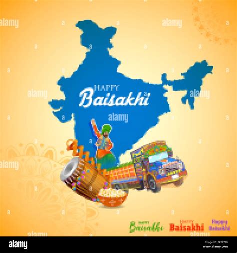 Illustration Of Happy Vaisakhi Punjabi Spring Harvest Festival Of Sikh