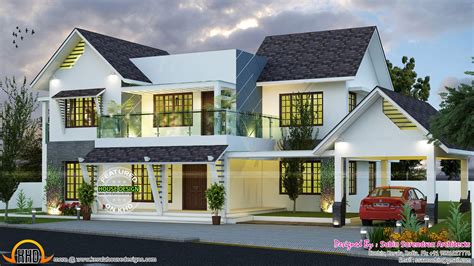 Modern Slope Roof Residence Kerala Home Design And Floor Plans