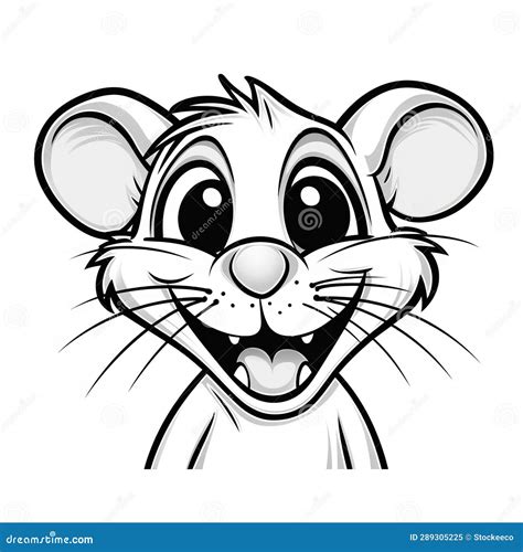 Vibrant Caricature Coloring Page Joyful Mouse With Expressive Facial