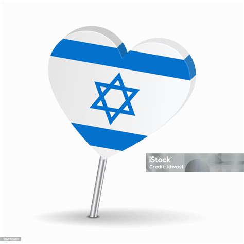 israeli flag heartshaped map pointer layout vector illustration stock