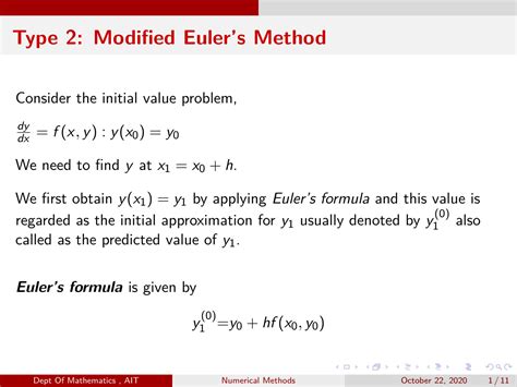 Solution Modified Eulers Method Studypool