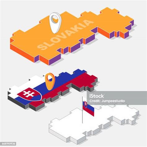 斯洛伐克國旗地圖元素和向量圖的背景下一個孤立的 3d 等距形狀向量圖形及更多信息圖形圖片 信息圖形 全球商務 全球性 Istock