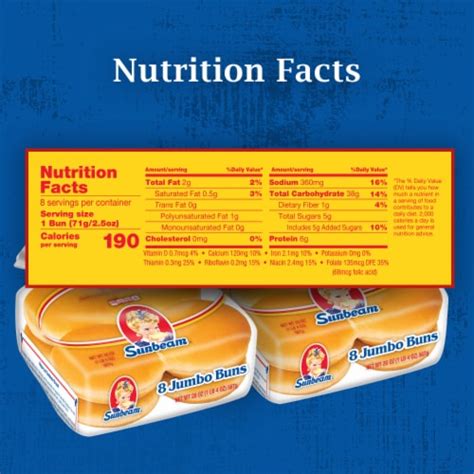 Sunbeam Jumbo Hamburger Buns Enriched White Bread Burger Buns 8 Count