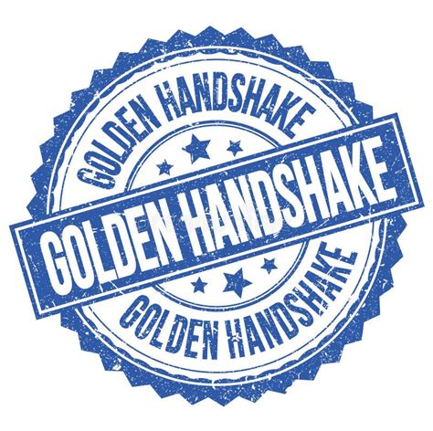 Golden Handshake Text On Blue Round Stamp Sign Stock Illustration