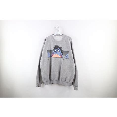 90s Disney Mens Xl Winnie The Pooh Eeyore Crewneck Sweatshirt Gray Usa