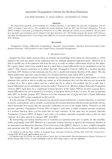 Pdf Aperiodic Propagation Criteria For Boolean Functions