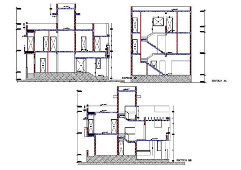 House Section Detail 2d View Cad Structural Block Layout File In