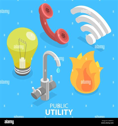 3d Isometric Flat Vector Illustration Of Utility Services Icon Set