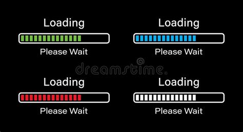 Rectangular Bar Loading Please Wait Symbol Icon Set In Four Different