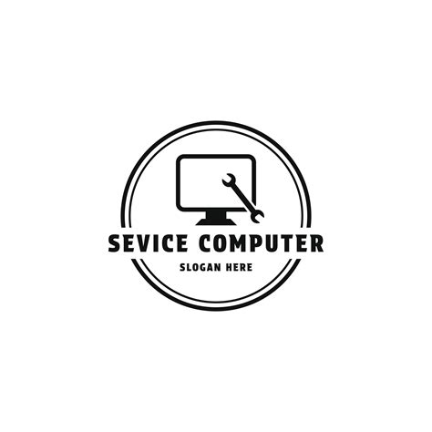 Service Computer Logo Design Emblem Circle 39450872 Vector Art At Vecteezy
