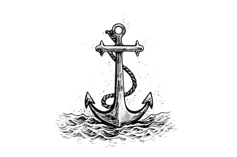 Premium Vector Ship Sea Anchor And Rope In Vintage Engraving Style