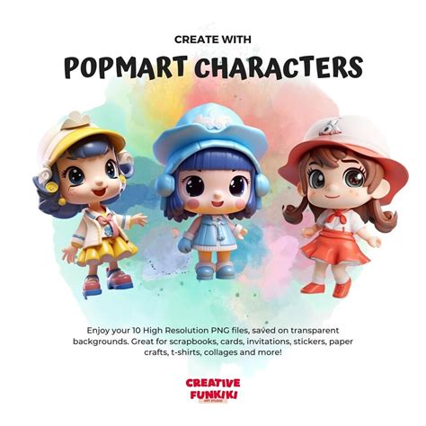 POPMART CHARACTERS Clipart 10 High Quality Jpgs Kawaii PNG - Etsy