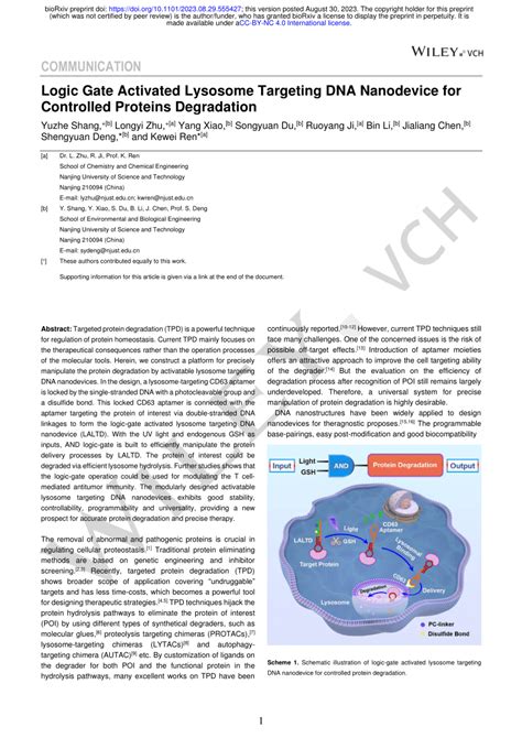 Pdf Logic Gate Activated Lysosome Targeting Dna Nanodevice For