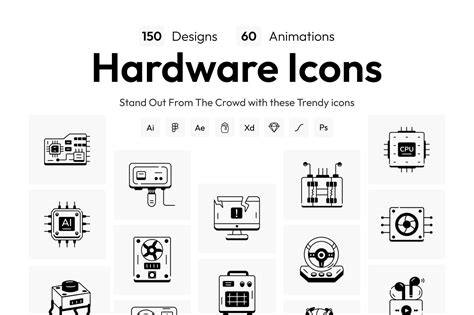 Animated Hardware Icons On Yellow Images Creative Store 132359
