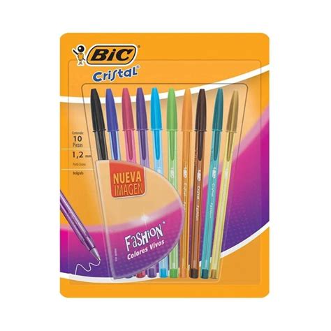 Bolígrafo Bic Cristal Punto Grueso De Colores 10 Piezas Walmart
