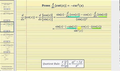 Derivative Of Cotangent Proof At Jannie Hunt Blog