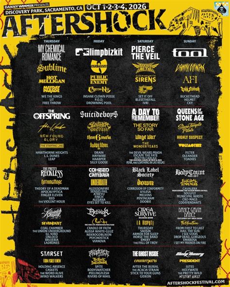 Aftershock Festival 2026 Lineup Announced My Chemical Romance Tool