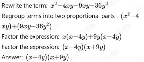 Solved Factor X 2 5xy 36y 2 [algebra]