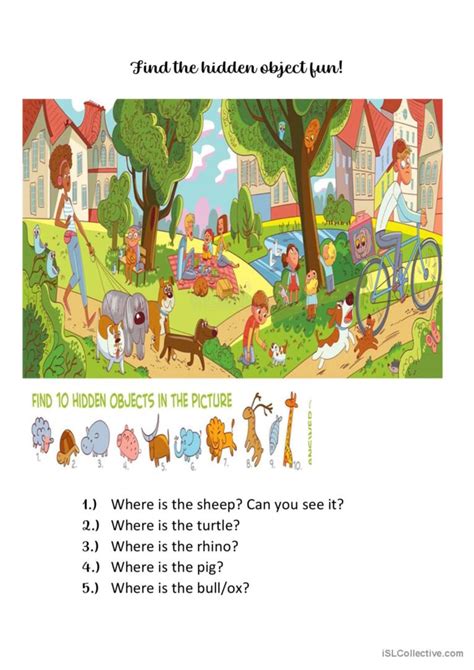 Find The Hidden Objects English ESL Worksheets Pdf Doc