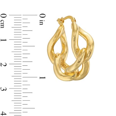 Twist Chain Link Hoop Earrings In Sculpted Hollow 14k Gold Zales