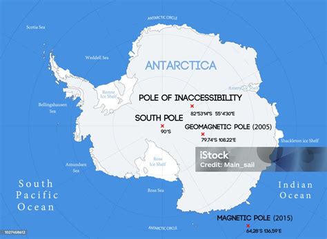 Schematic Vector Map Location Of The South Poles Stock Illustration