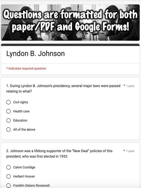 Lyndon B Johnson Worksheet By Middle School History And Geography