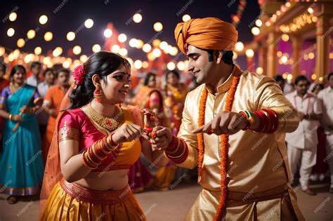 Premium Ai Image Garba Dandiya Dance Navaratri Garba Night Party