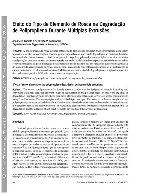 Pdf Effect Of Screw Element On The Polypropylene Degradation During Multiple Extrusions