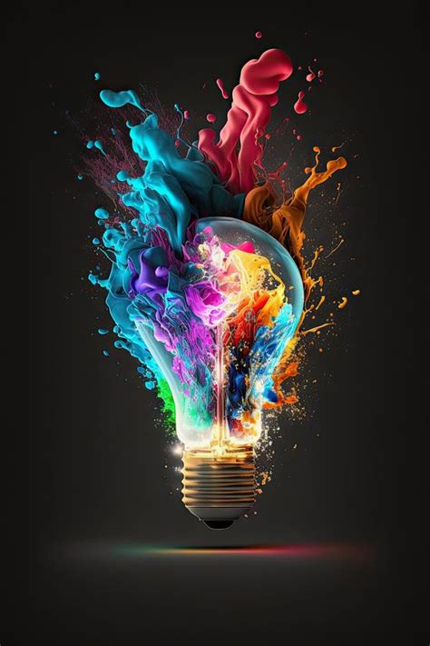 An Exploding Lightbulb On A Dark Background Stock Illustration