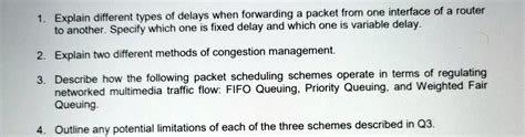 Solved 1 Explain Different Types Of Delays When Forwarding A Packet
