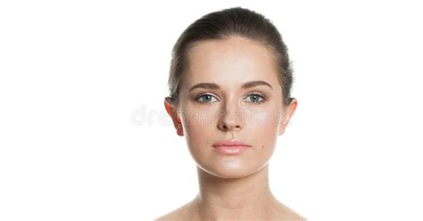 Isolated Female Model With Natural Makeup And Healthy Clear Fresh Skin