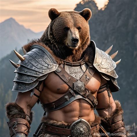 Barbarian Mercenary In Bear Hide Armor Stable Diffusion Online