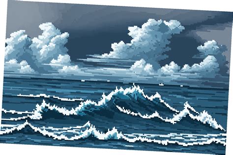 4 Beautiful Tempestuous Sea Backgrounds Assets Pixelart Pixel Art