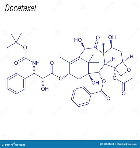 Vector Skeletal Formula Of Docetaxel Drug Chemical Molecule Stock