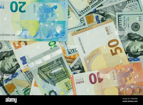 Dollar Banknotes Euros Filling The Entire Background Stock Photo Alamy