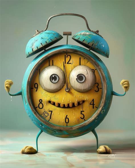 Quirky Cartoon Alarm Clock Character With Big Eyes And Vibrant Colors