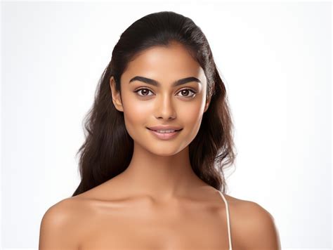 Premium Photo A Beautiful Indian Girl Showing Clear Complexion Using