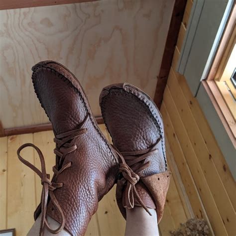 Womens Buffalo Moccasins American Bison Tobacco Brown Color