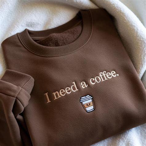 Embroidered Coffee Lover Sweatshirt Espresso Sweater Etsy