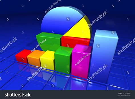 3d Pie Chart Bar Graph Over Stock Illustration 1523926 Shutterstock