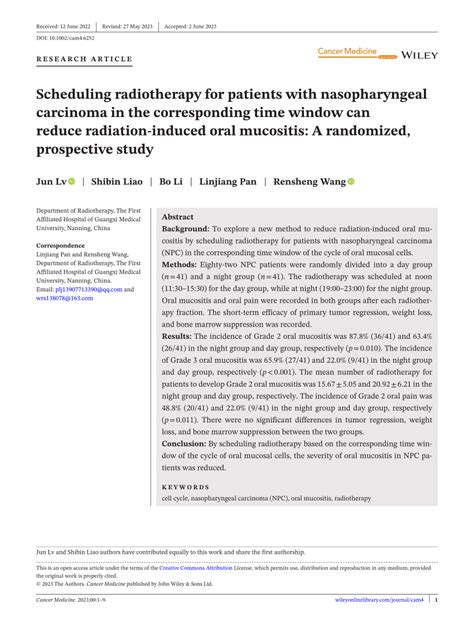 Pdf Scheduling Radiotherapy For Patients With Nasopharyngeal