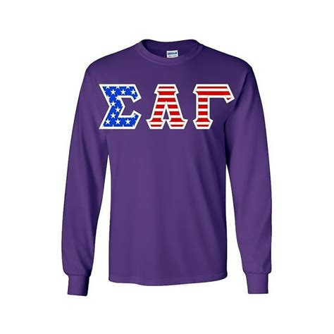 Sigma Lambda Gamma Greek Letter American Flag Long Sleeve Tee 2x Large